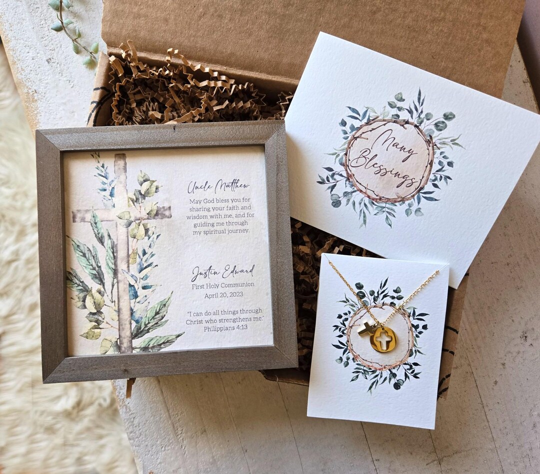 Sponsor / Godparent Gift: Personalized Cross Painting W Gift Card, for ...