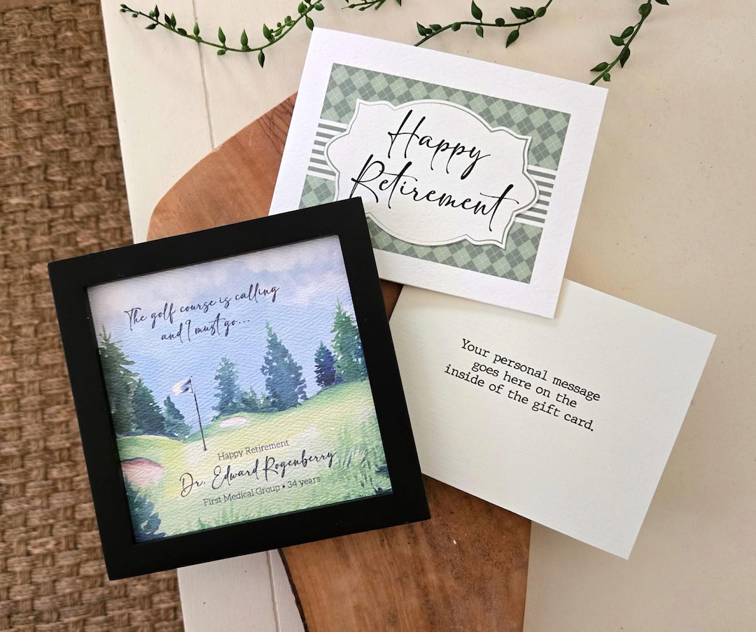 Personalizable Golf Retirement Painting (5.75") and Coordinating Gift ...