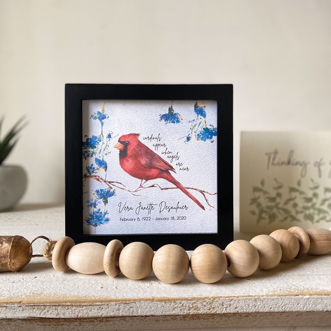 PERSONALIZED CARDINAL Painting Sympathy Gift, 5.5" Framed, Memorial ...