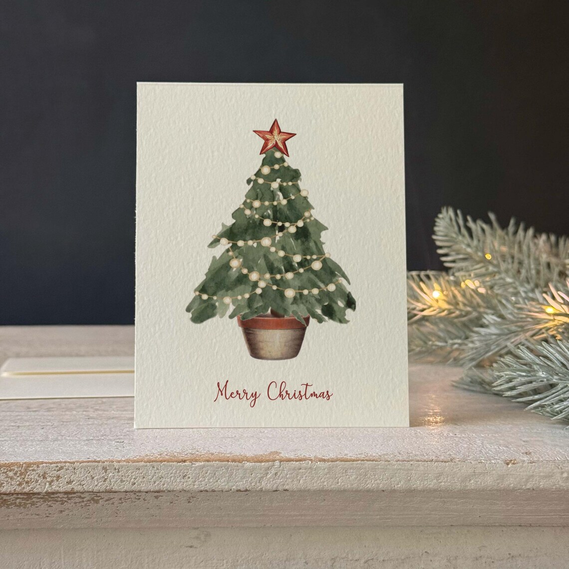 Christmas Tree Card Set of 6, Optional Saying & Signature Inside Card ...