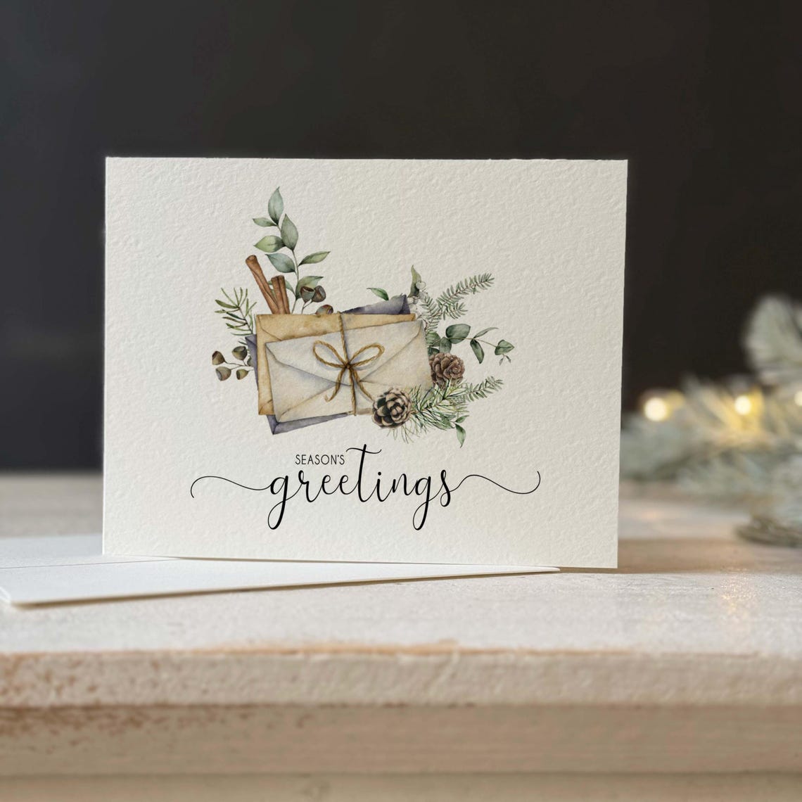 Neutral Holiday Greeting Card Set of 6, Optional Saying & Signature ...