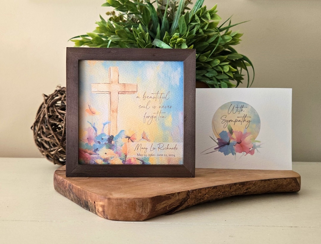 CROSS PAINTING Memorial Gift, Christian Religious Sympathy Gift, A ...