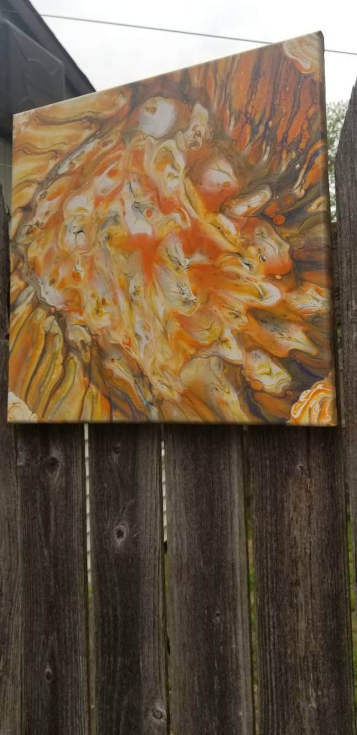 Melting Sun - Abstract Acrylic Painting 14x14 Canvas Board, One of a ...
