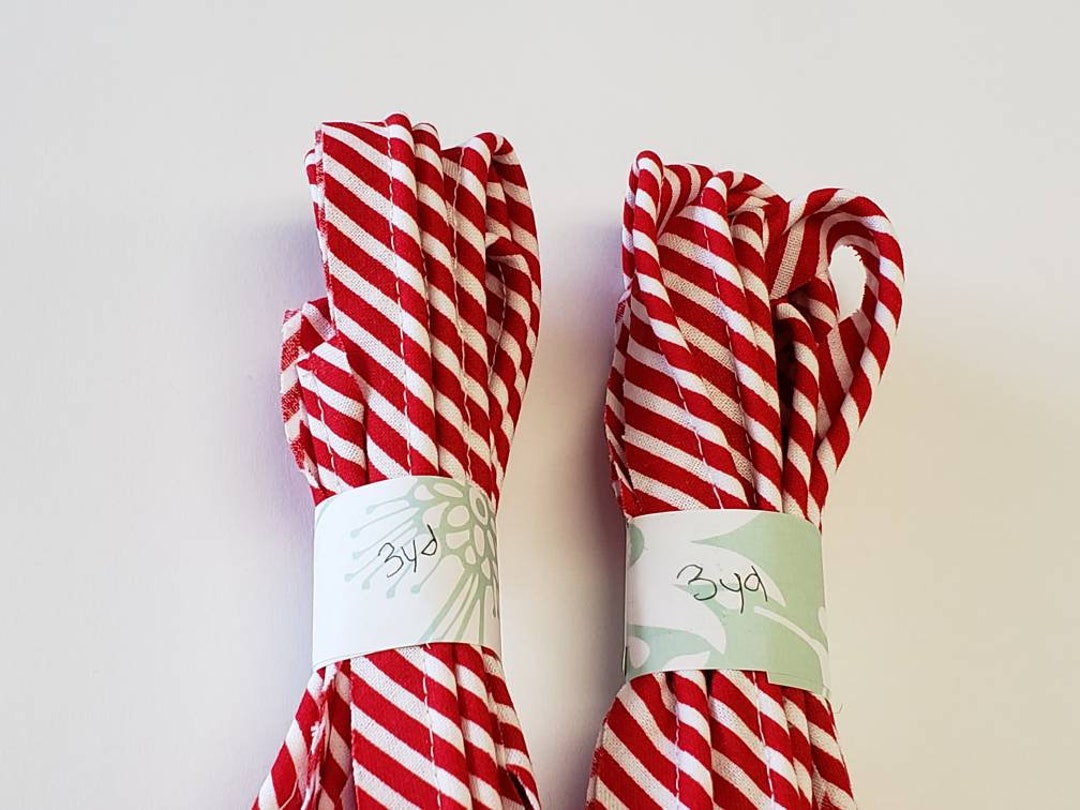 NEW Piping 3 Yards of Red White Stripe 1/2" Wide W/ 1/8" Cotton Cording ...