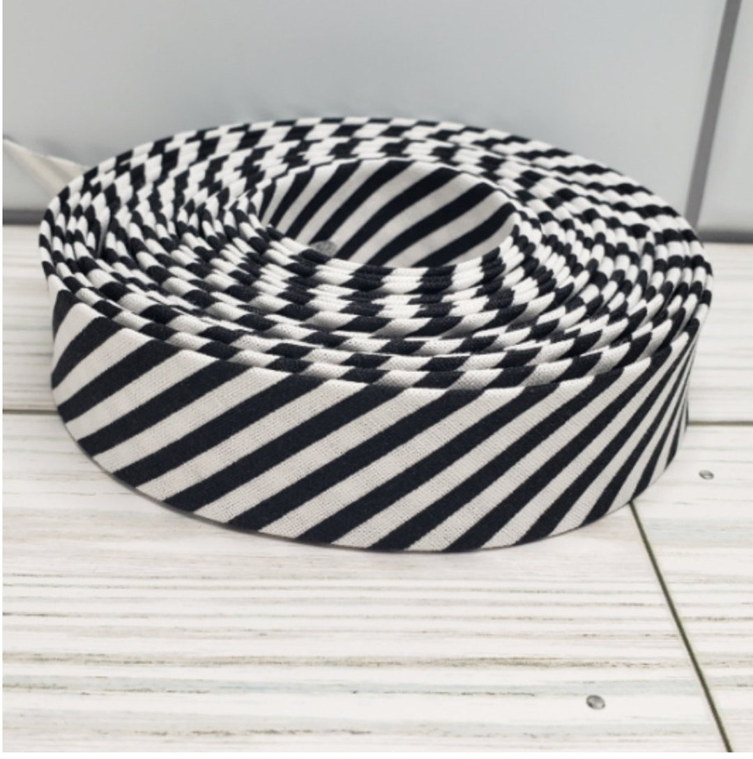 Black White Stripe, BIG Binding, 3+ Yard Rolls, 1" Double Fold Bias ...