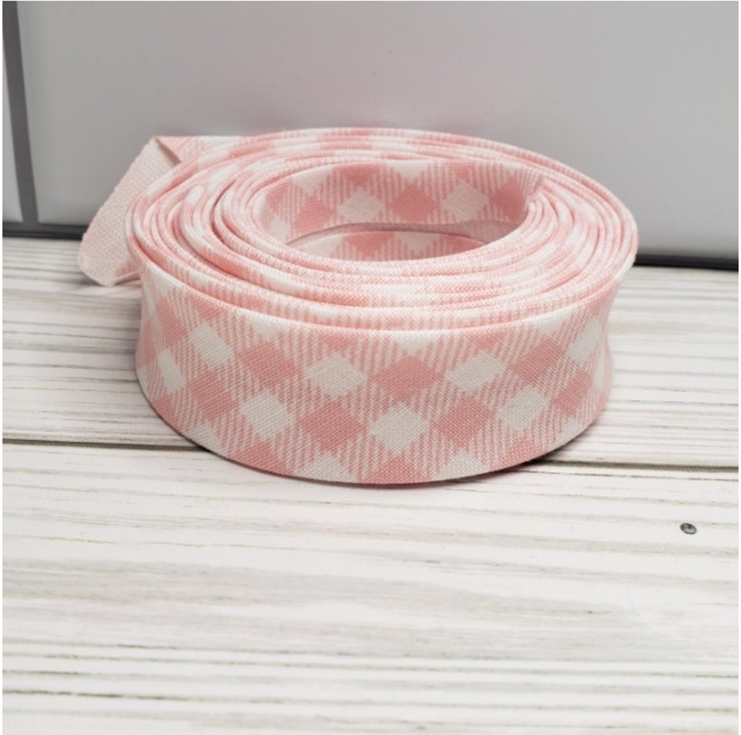 Baby Pink Gingham, 1/2" Double Fold Bias Tape, Quilt Binding, 3+ Yard ...