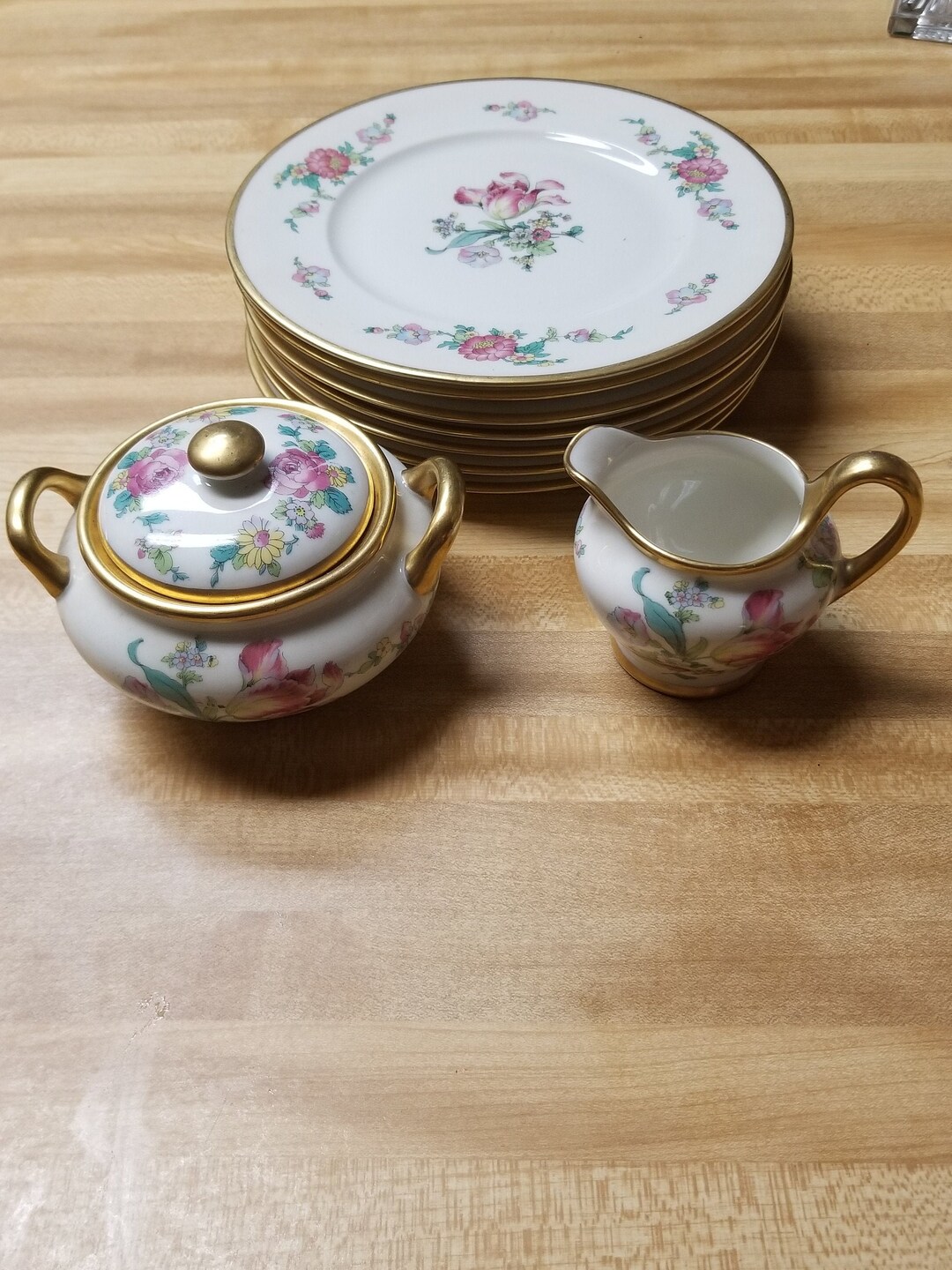 Fine Concorde China Set With Beautiful Gold Trim & Colorful Flowers ...