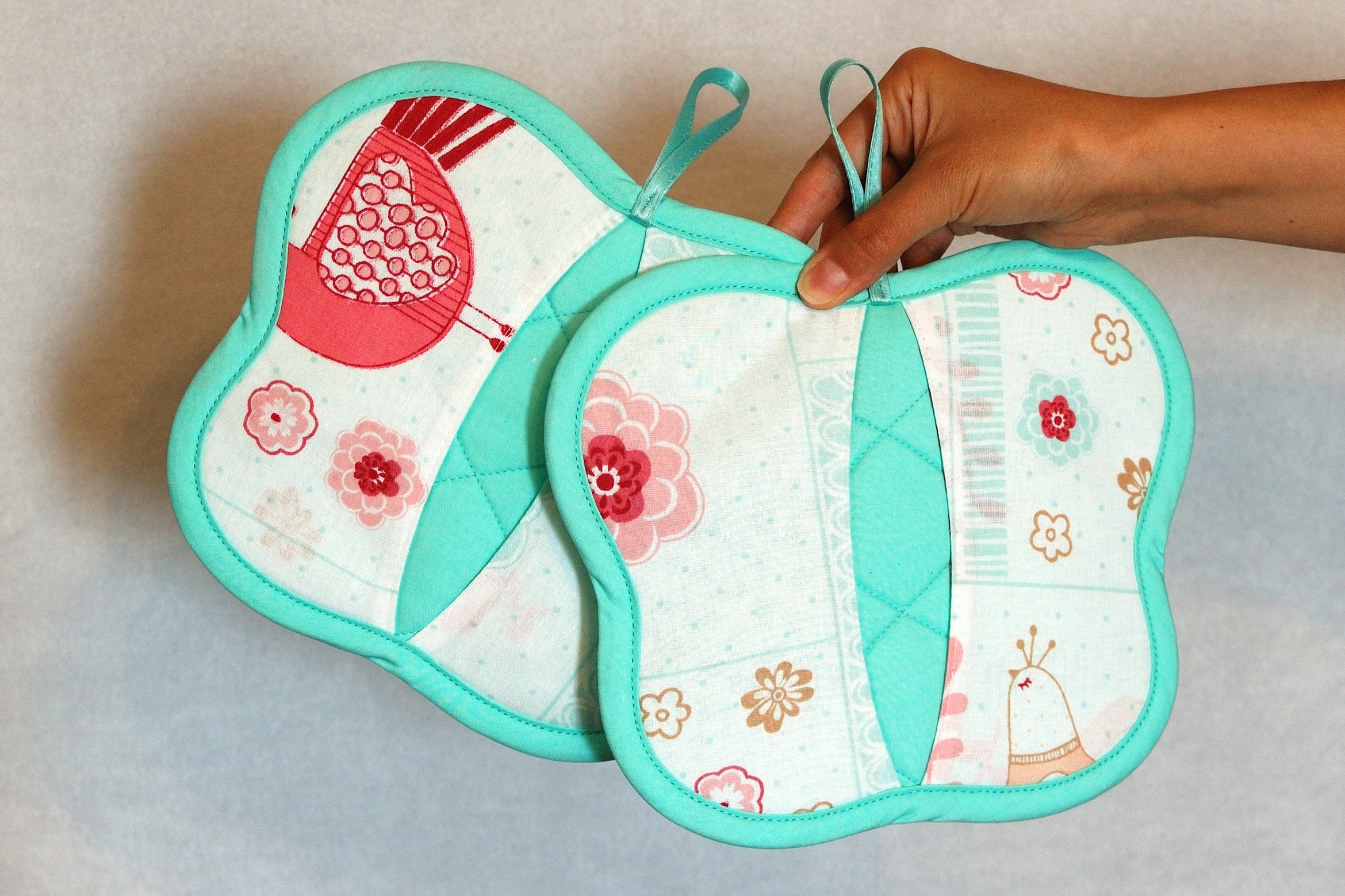 Fabric Potholders Cotton Pot Holders Hostess Gift Mom Gift for Mum ...