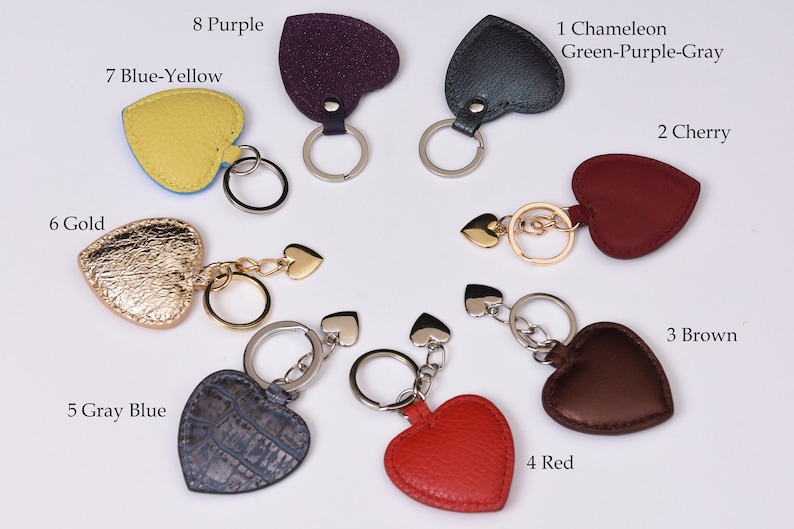 Cherry Heart Keychain Leather Keyring Heart Keyring Brown Heart Womens ...