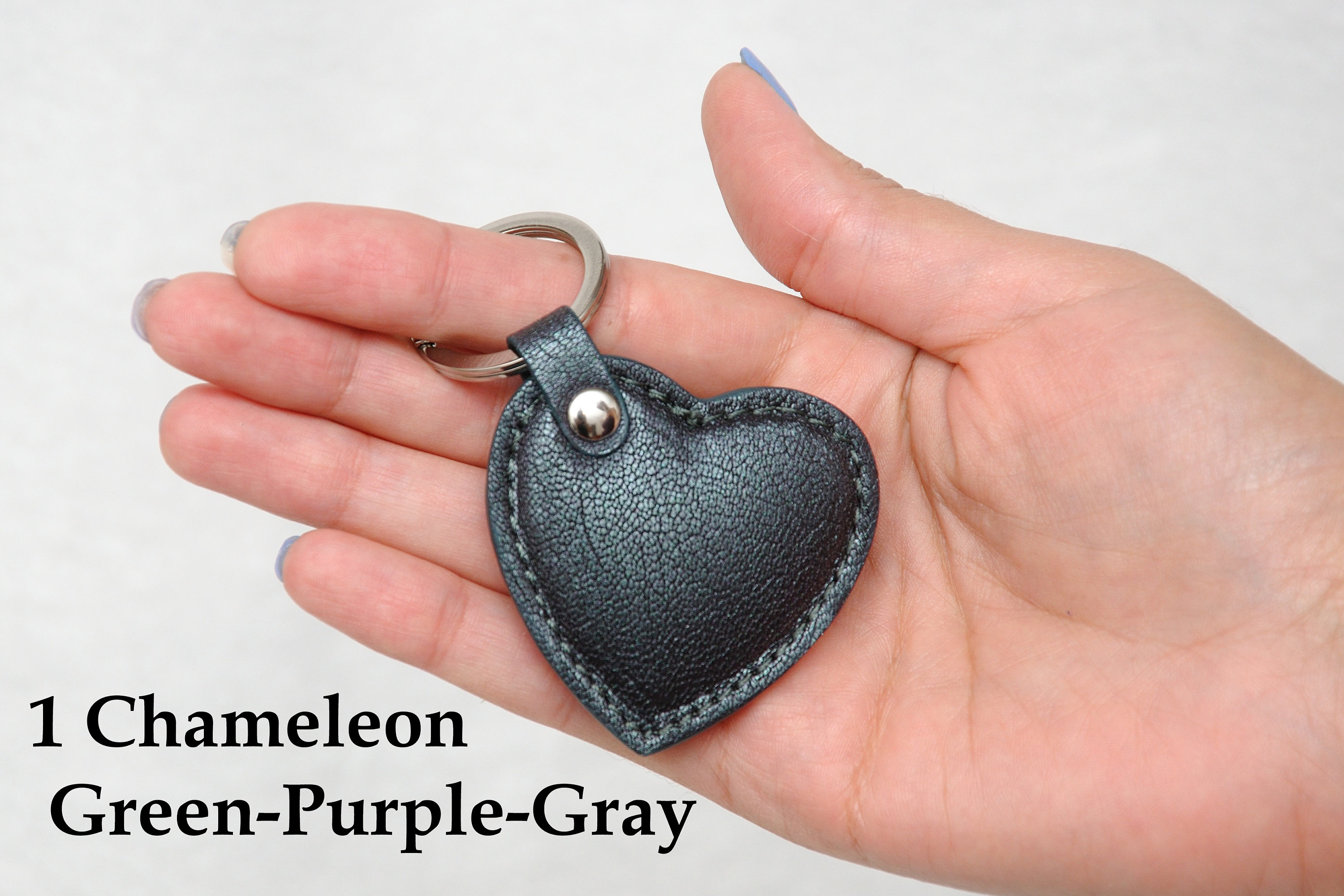 Cherry Heart Keychain Leather Keyring Heart Keyring Brown Heart Womens ...