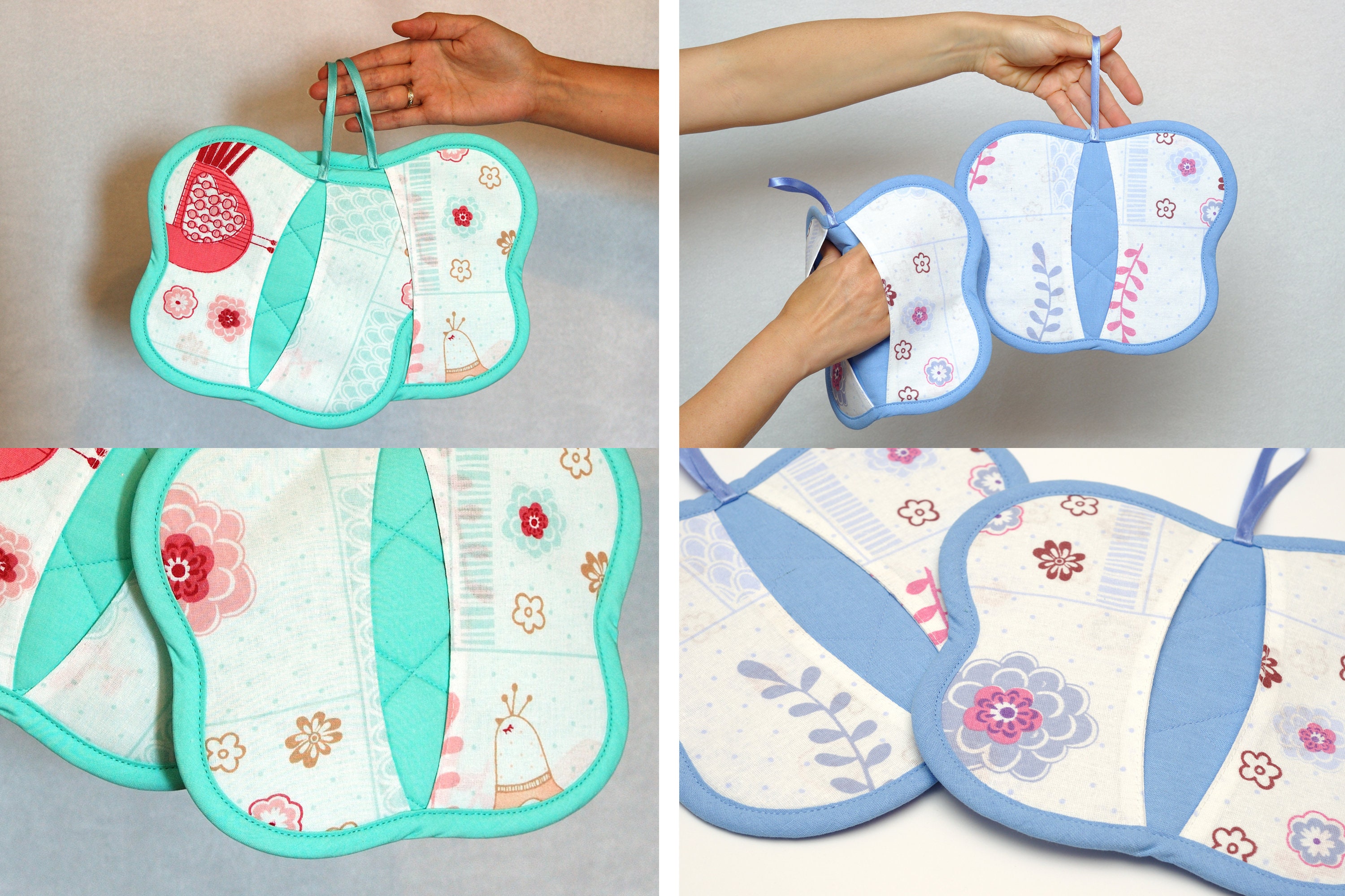 Fabric Potholders Cotton Pot Holders Hostess Gift Mom Gift for Mum ...