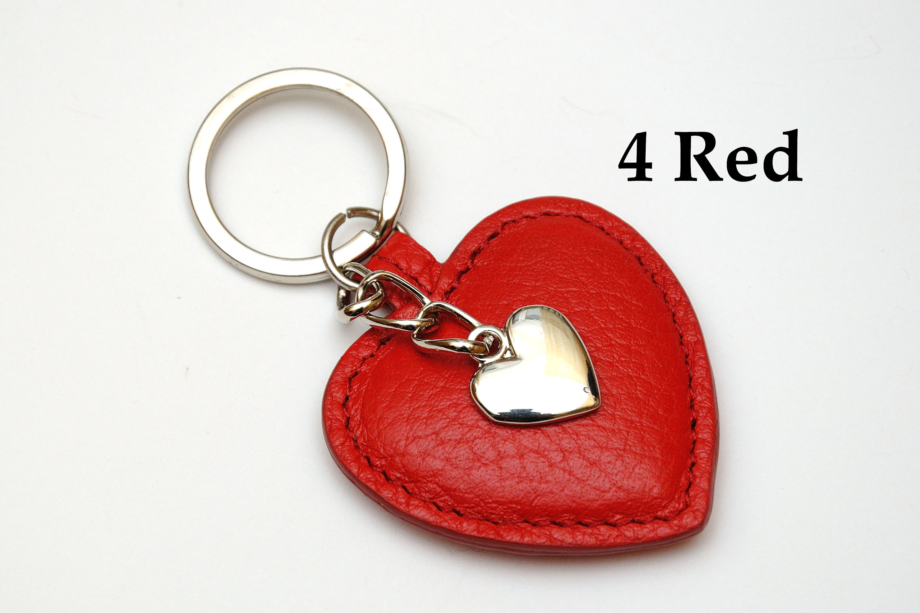 Cherry Heart Keychain Leather Keyring Heart Keyring Brown Heart Womens ...