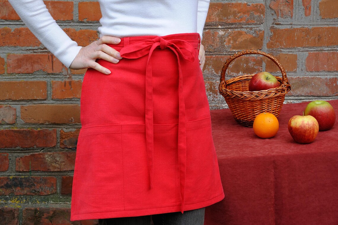 Cafe Apron Half Apron With Pockets Cooking Apron Kitchen Apron Hostess ...