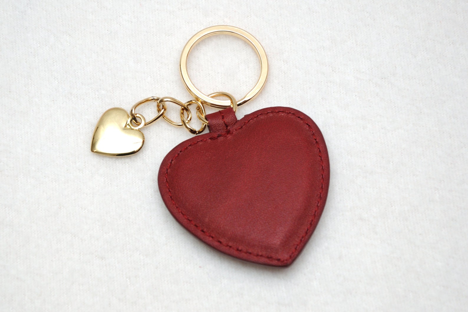 Cherry Heart Keychain Leather Keyring Heart Keyring Brown - Etsy
