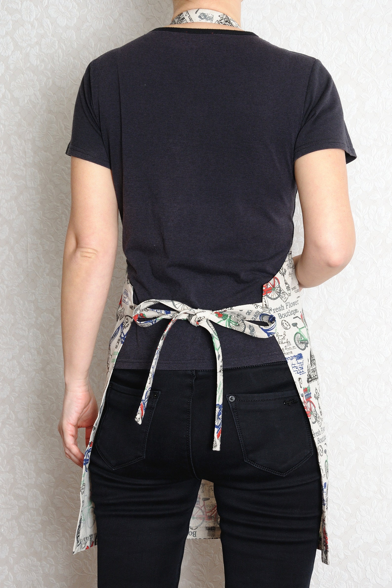 Apron With Pockets Linen Cotton Apron Paris Fabric Apron Cute - Etsy