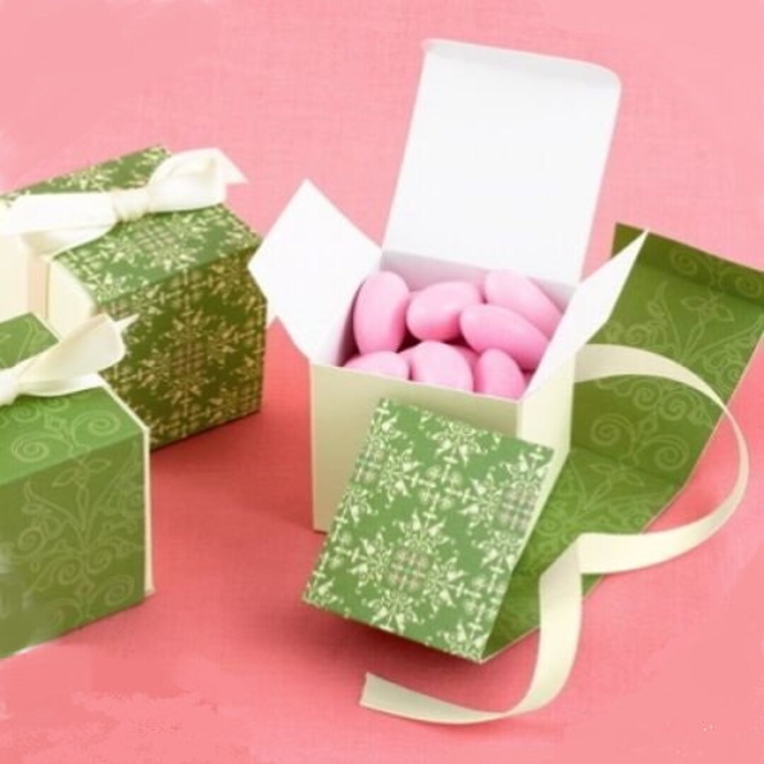 25 Wedding Favor Boxes, Green Square Favor Box ~ Candy Favor Box ...