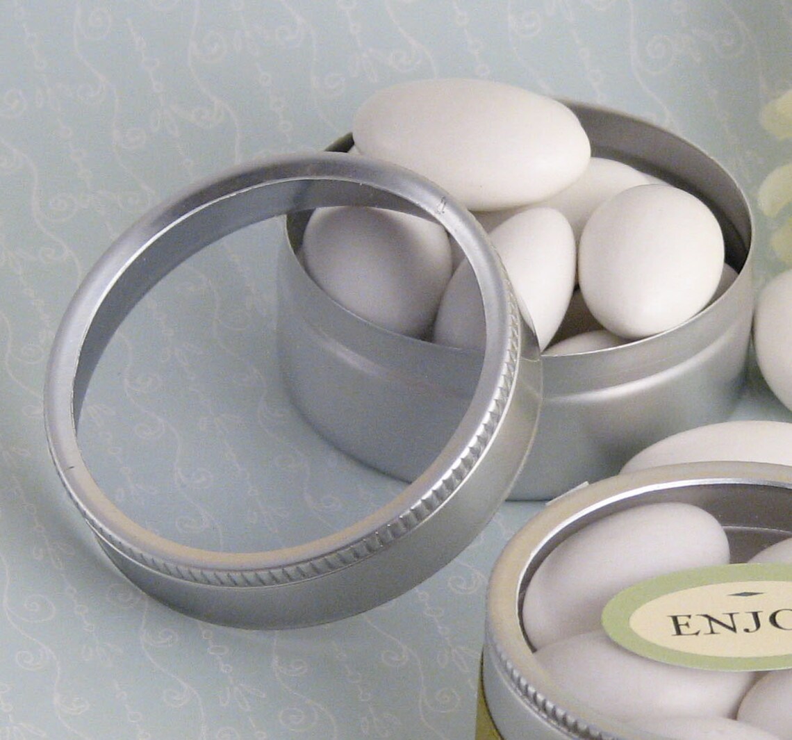 Clear Top Favor Tins, Clear Favor Boxes, Round Favor Tins Metal set of ...