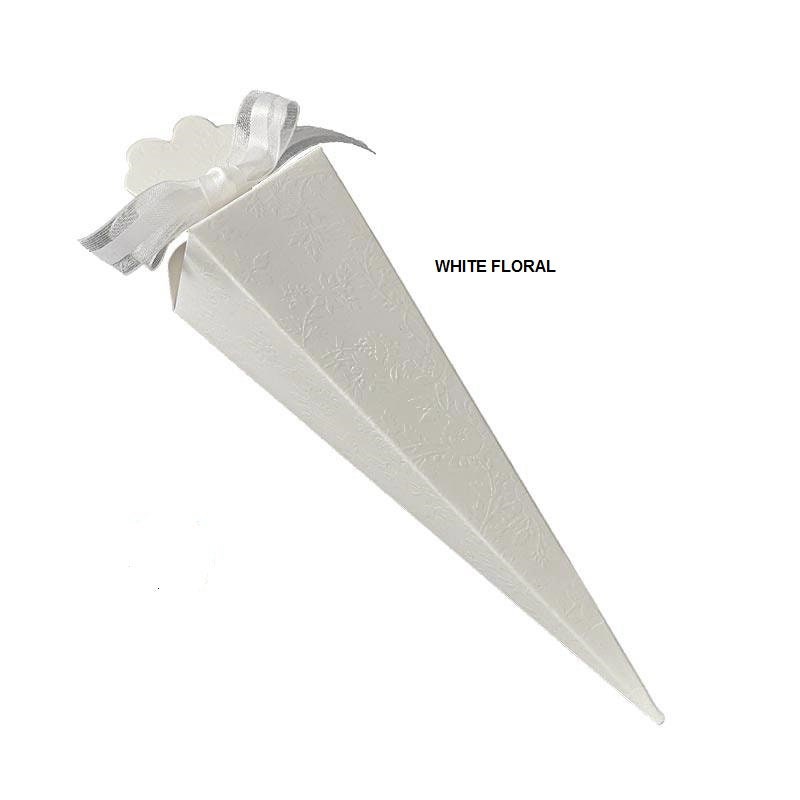 10 Cone Favor Boxes, White Favor Box, Wedding Favor Box, Cone Shape ...
