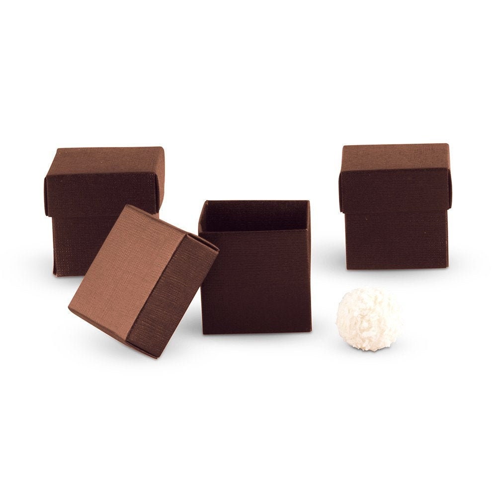 10 Brown Favor Box (10 Boxes), Wedding Favor Boxes, Square Favor Box ...