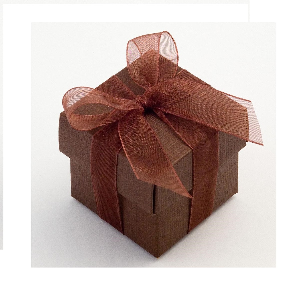 10 Brown Favor Box (10 Boxes), Wedding Favor Boxes, Square Favor Box ...
