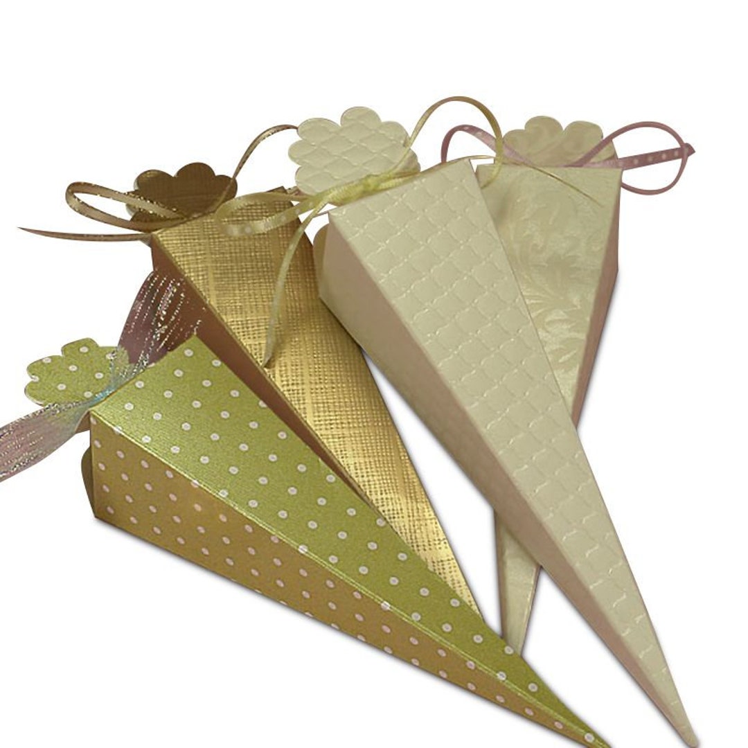 10 Cone Favor Boxes, White Favor Box, Wedding Favor Box, Cone Shape ...