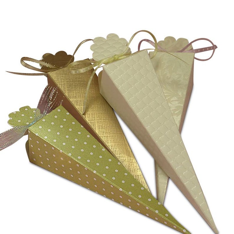 10 Cone Favor Boxes, White Favor Box, Wedding Favor Box, Cone Shape ...