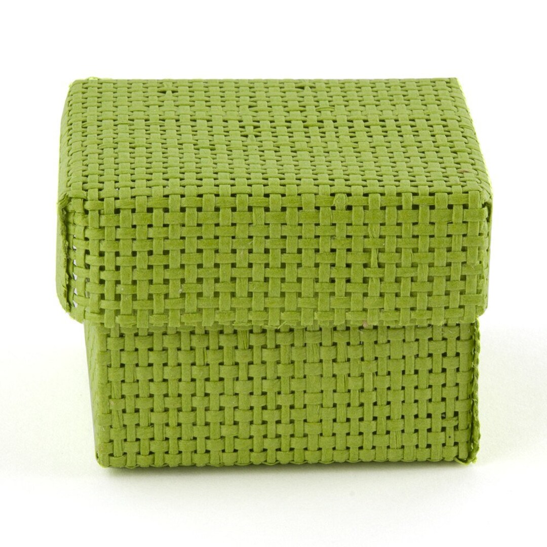 6 Green Favor Box, Sinamay Favor Box 6pcs, Wedding Favor Box, Natural ...