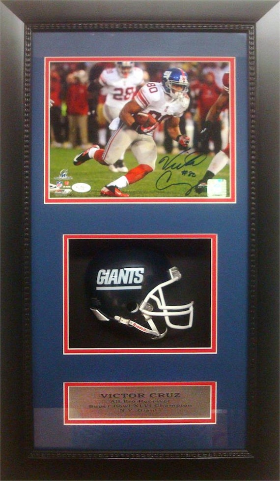 AUTOGRAPHED SHADOW BOX W/mini Helmet Victor Cruz New York | Etsy