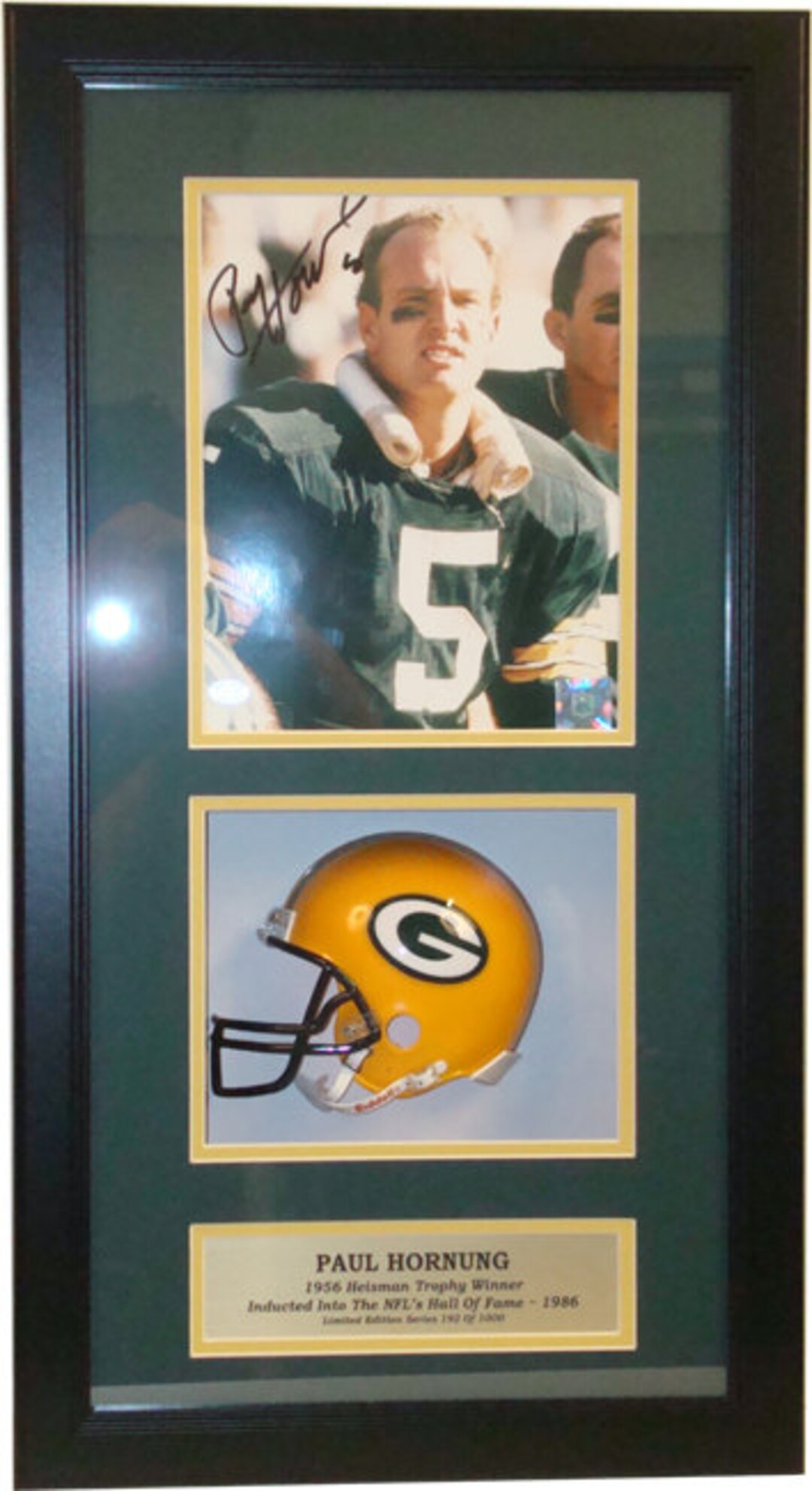 Autographed Shadow Box W/ Mini Helmet - Paul Hornung Green Bay Packers ...