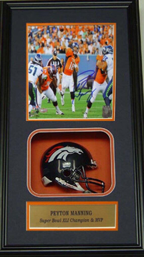 Autographed Shadow Box W/MINI HELMET Peyton Manning Denver | Etsy
