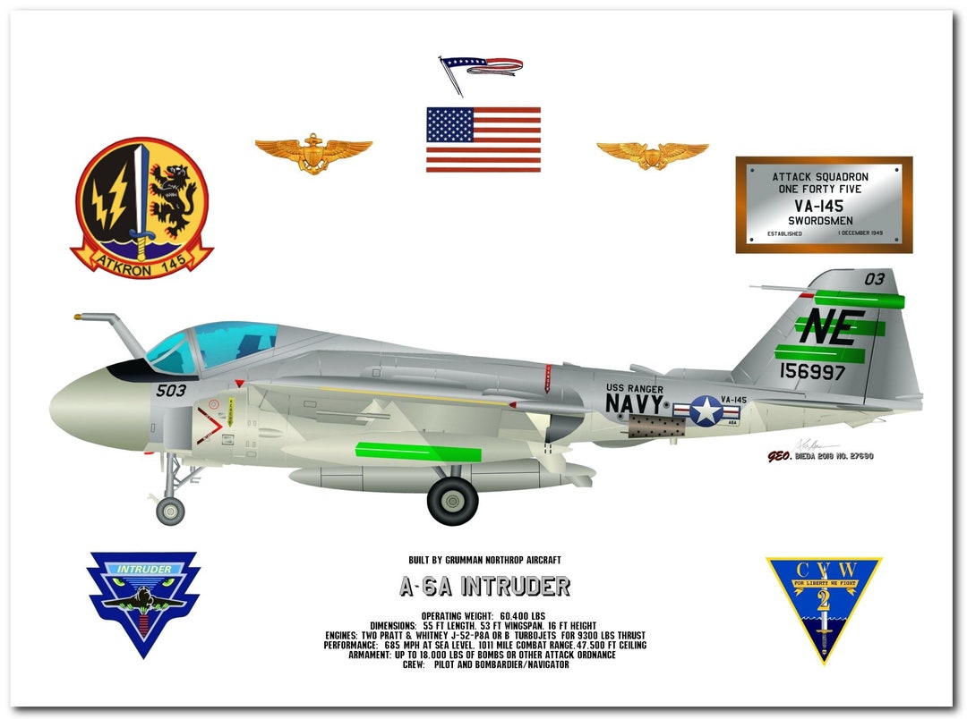 A-6A Intruder as Flown by the VA 145 Swordsmen in the Early 1970s, a ...