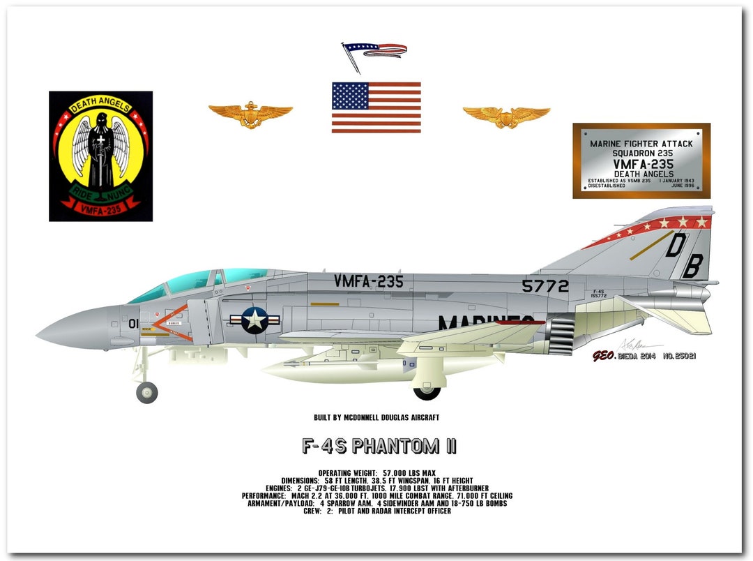 F-4S Phantom II as Flown by the VMFA 235 Death Angels, a USMC Fighter ...