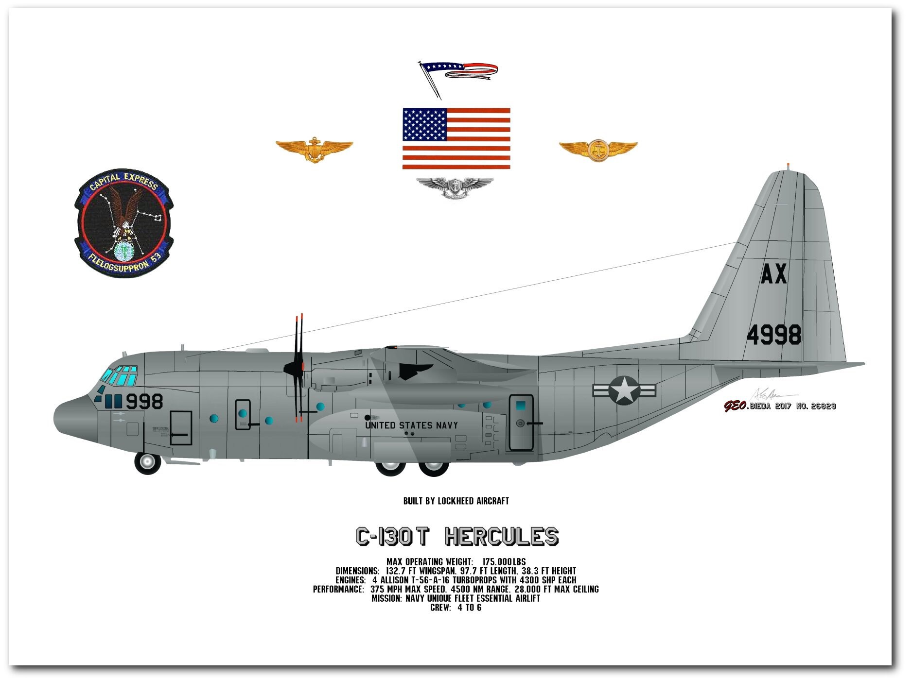 C-130T Hercules, VR 53 Capital Express, 2012 -2017, US Navy Cargo ...