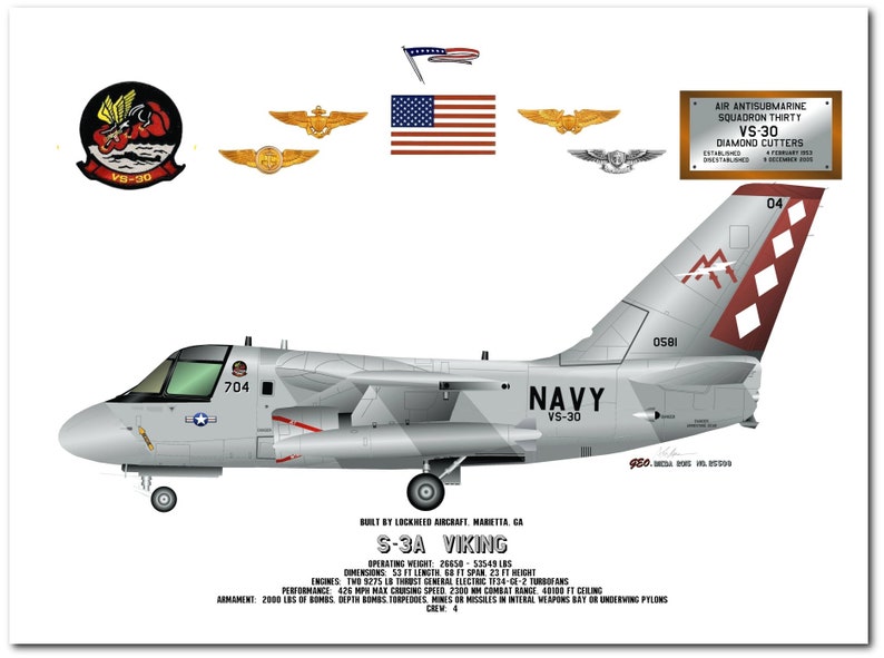 S-A3 Viking as Flown by the VS 30 Diamond Cutters, a US Navy Air ...