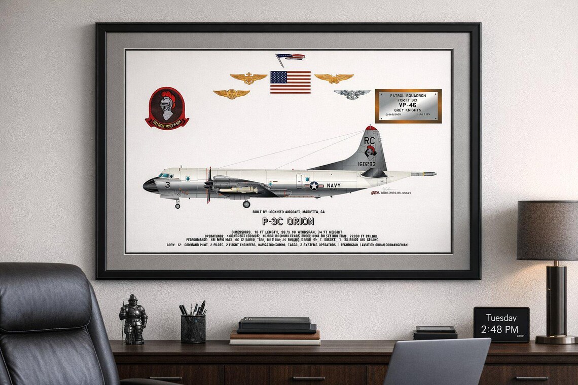 VP-46 Grey Knights P-3C Orion Profile Art Print – US Navy Patrol ...