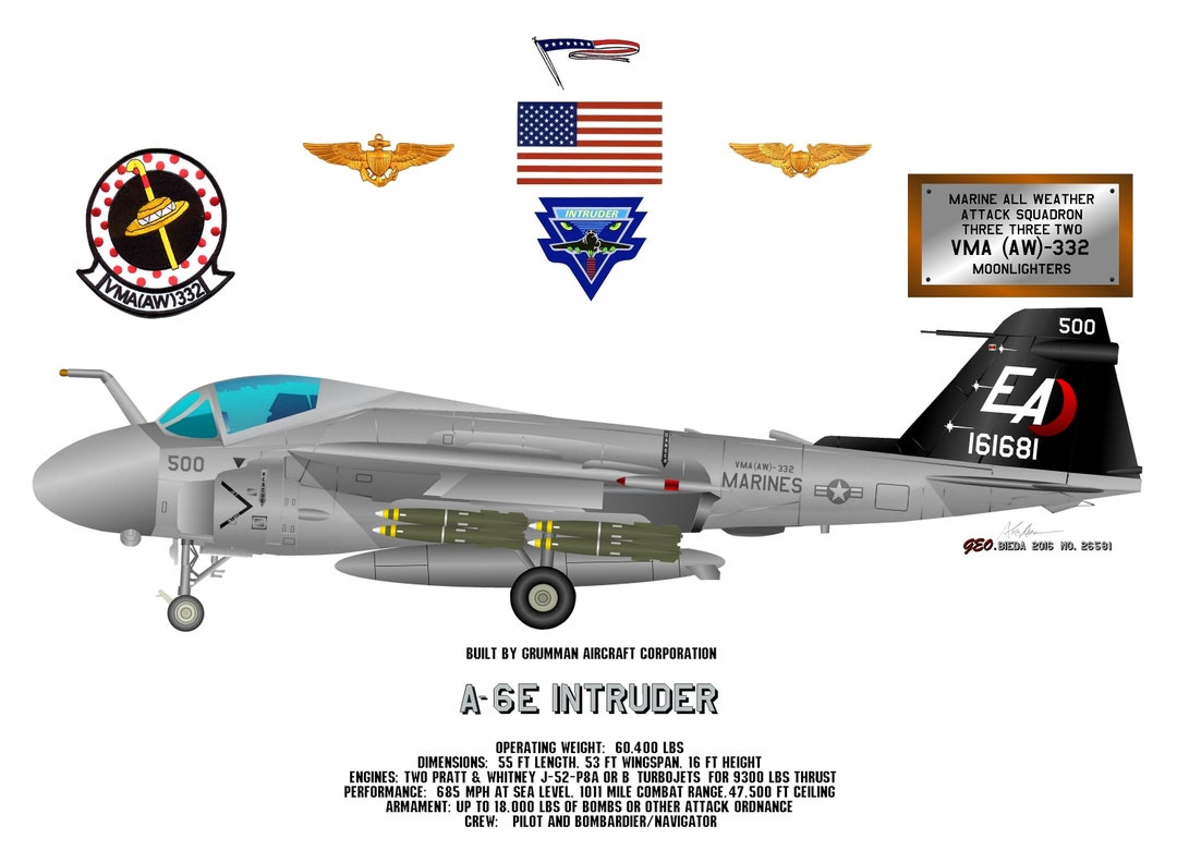 A-6E Intruder as Flown by the VMA(AW) 332 Moonlighters, a USMC Attack ...