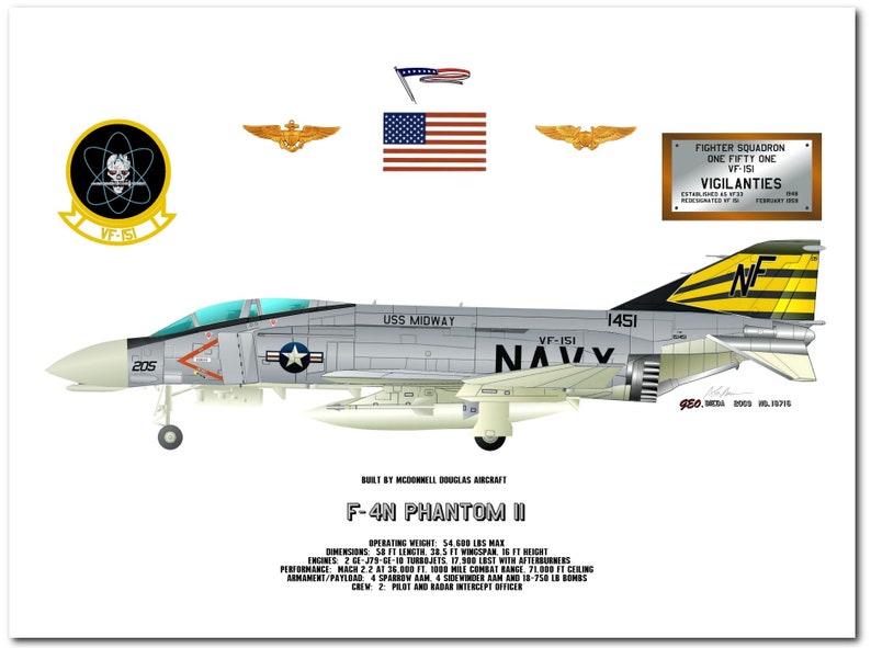 F-4N Phantom II as Flown by the VF 151 Vigilantes, a US Navy Fighter ...