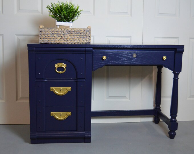 Modern Blue Desk / Writing Desk / Navy Blue Desk - Etsy