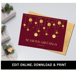 Season's Greetings Card | Printable Holiday Card | Digital Download - Etsy