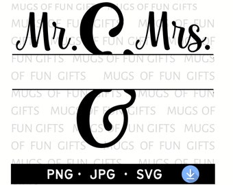 Mr and Mrs SVG Split Frame Monogram Digital Download | Etsy