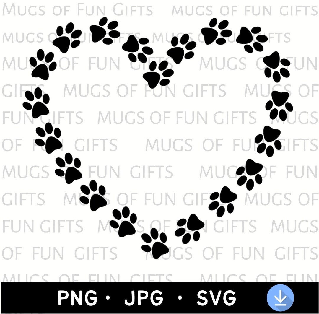 Paw Print Heart SVG | Digital Download - Etsy