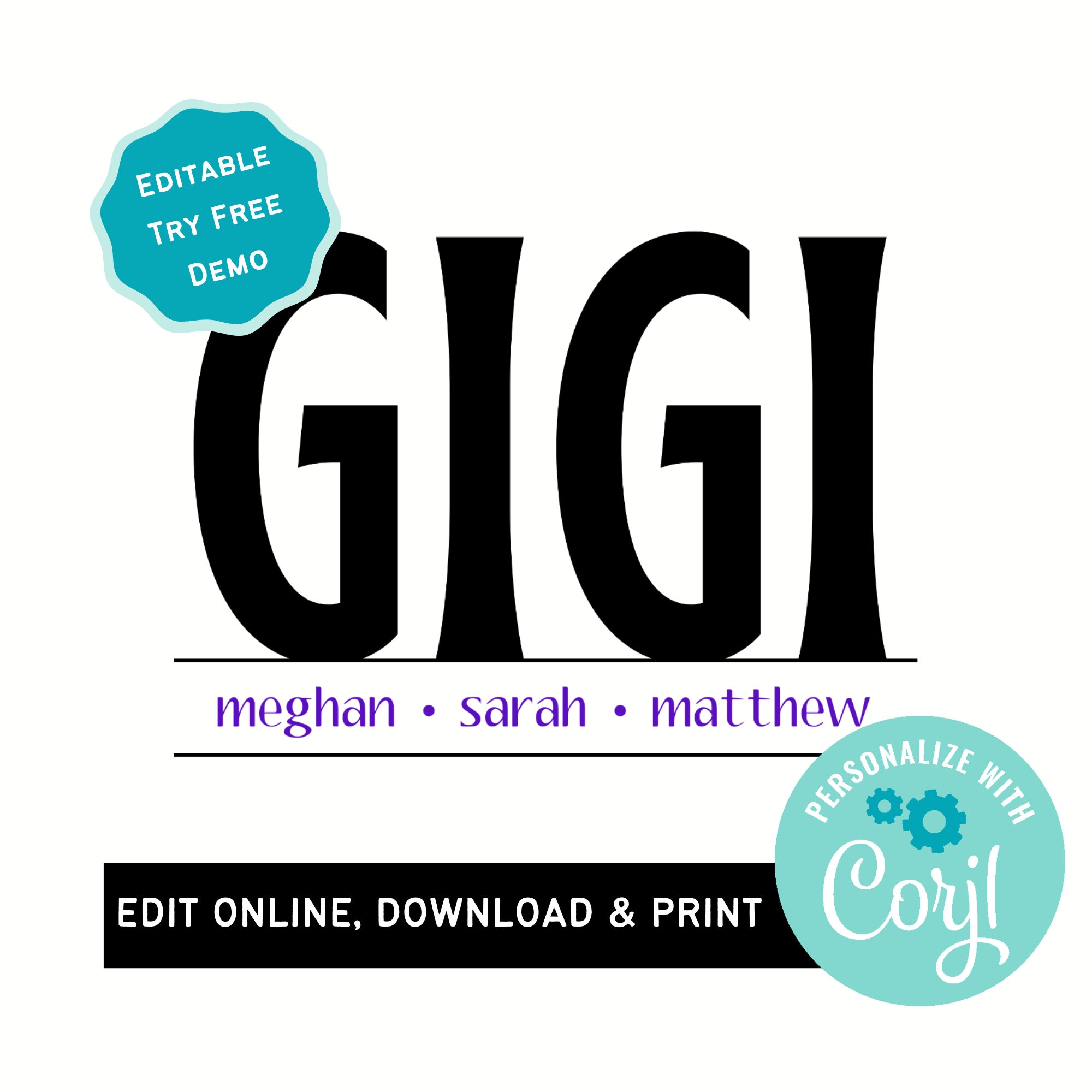 Gigi Monogram Editable | Digital Download - Etsy