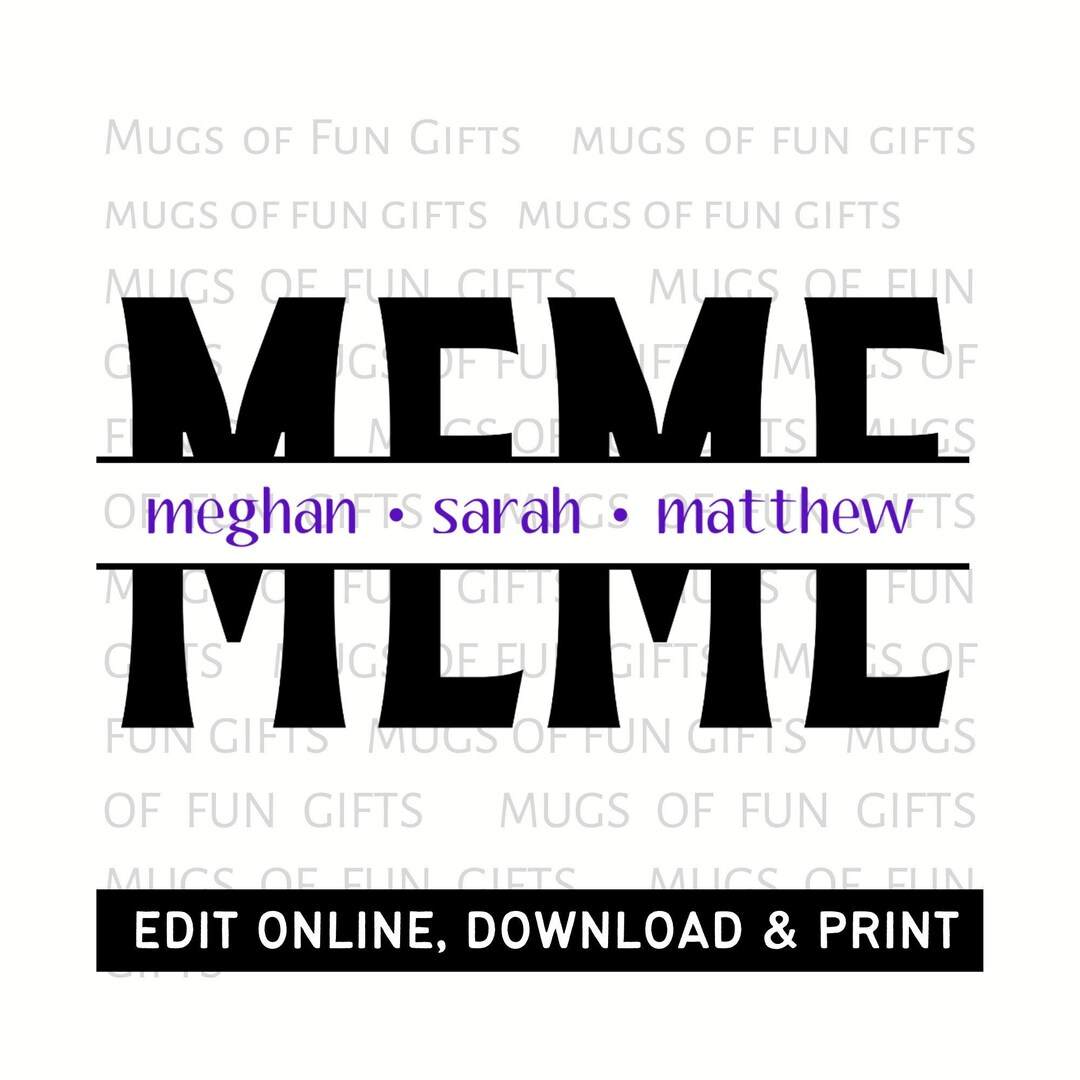 Meme PNG | Meme Split Frame Monogram Editable | Digital Download - Etsy