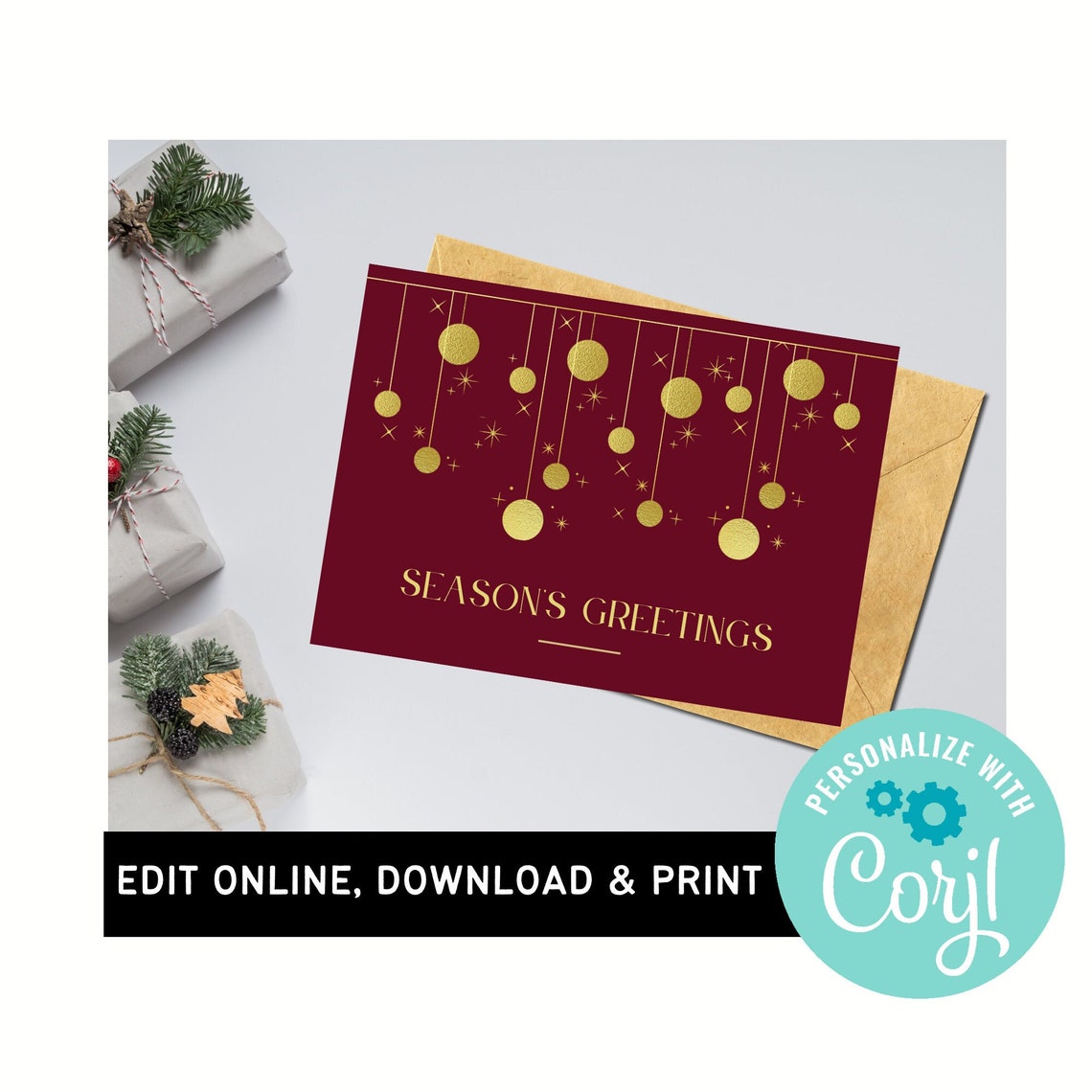 Season's Greetings Card Printable Holiday Card Digital - Etsy