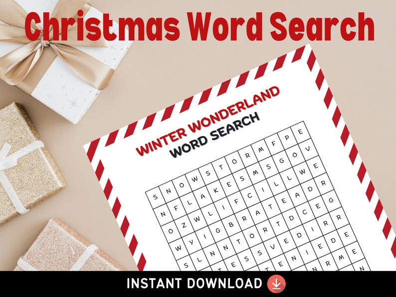Christmas Word Search Puzzle | Holiday Printable Activity (digital ...