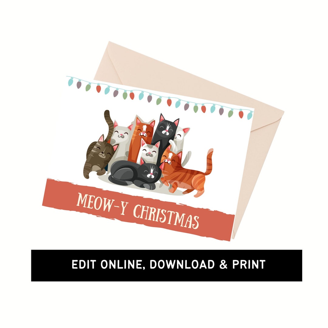 Meow-y Christmas | Christmas Card | Digital Download - Etsy
