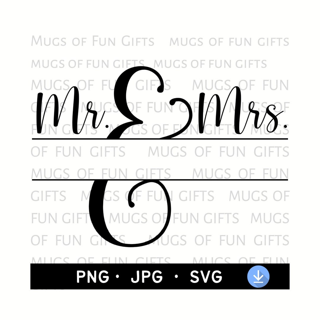 Mr and Mrs SVG | Split Frame Monogram | Digital Download - Etsy