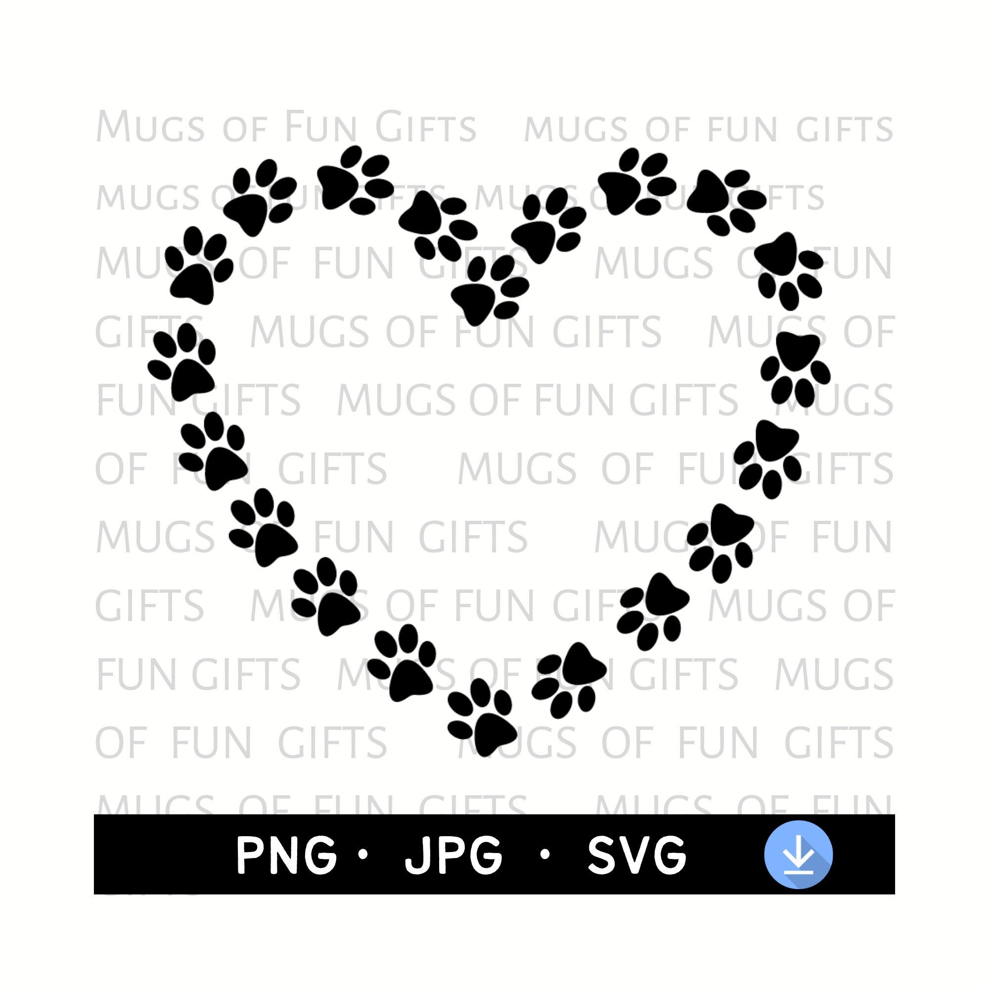Paw Print Heart SVG Digital Download | Etsy