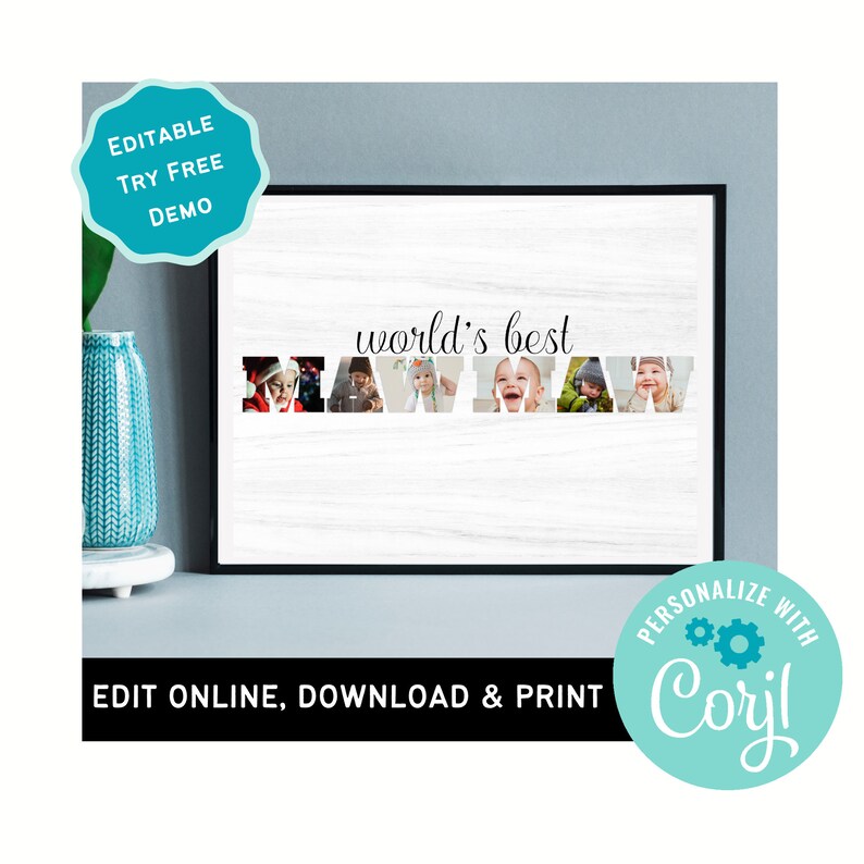 Maw Maw Photo Collage Editable Print Digital Download - Etsy