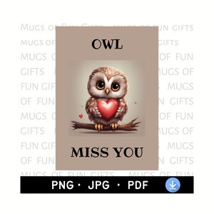 Owl Miss You Printable | 5x7 Notecard Design | Digital Download - Etsy
